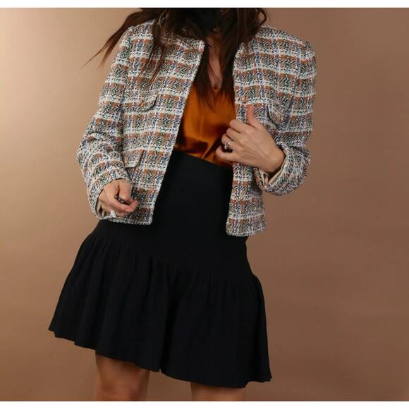 Mango | Jackets & Coats | Mng Mango Jewel Button Windowpane Tweed ...